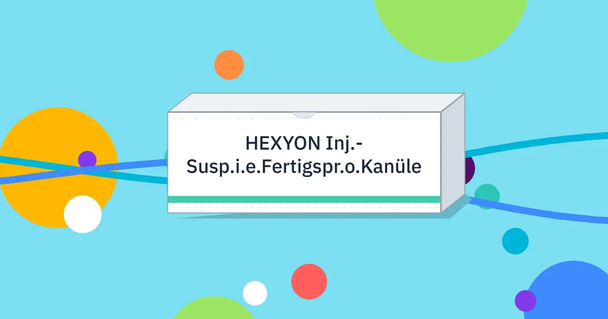 Symbolbild: Packung mit der Aufschrift HEXYON Inj.-Susp.i.e.Fertigspr.o.Kanüle (PZN 16499042) – Verfügbarkeit und Bezug in Apotheken in Frankfurt am Main