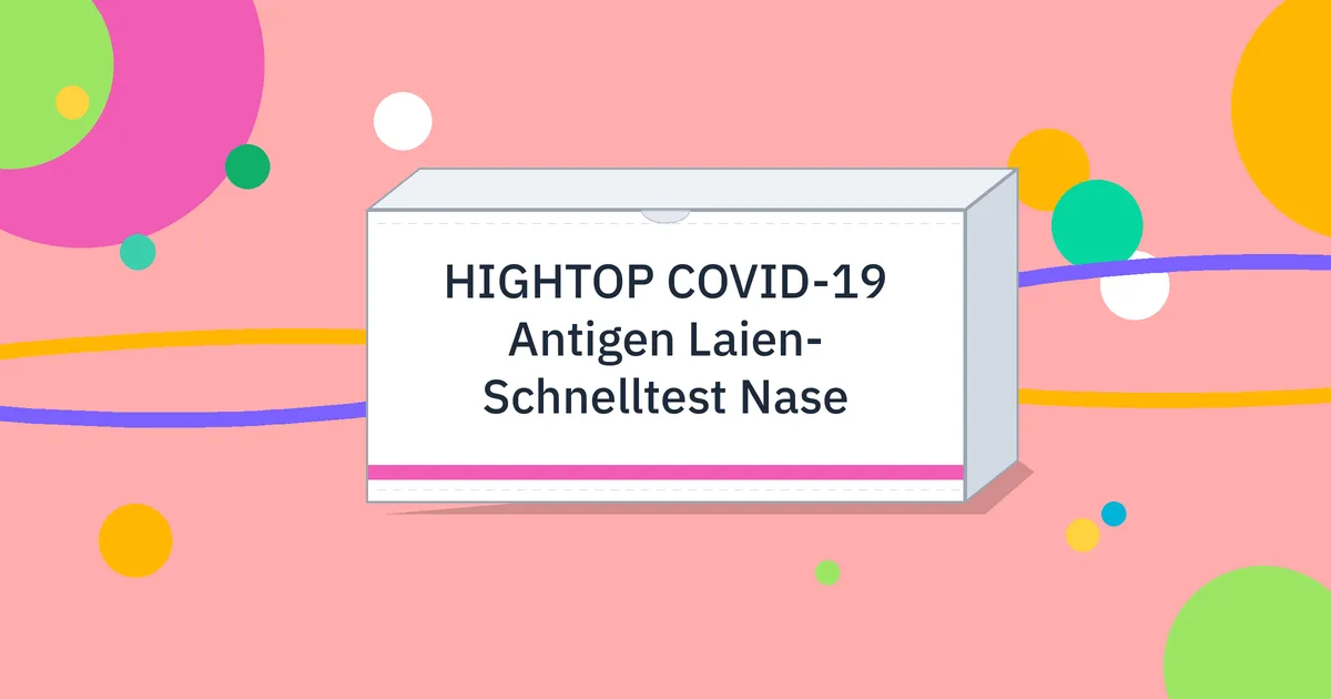 Symbolbild: Packung mit der Aufschrift HIGHTOP COVID-19 Antigen Laien-Schnelltest Nase (PZN 20897357) – Verfügbarkeit und Bezug in Apotheken in Frankfurt am Main