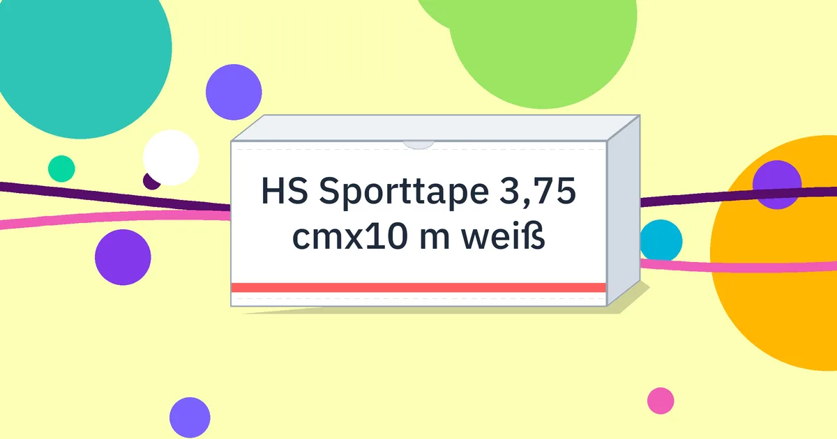 Symbolbild: Packung mit der Aufschrift HS Sporttape 3,75 cmx10 m weiß (PZN 09742186) – Verfügbarkeit und Bezug in Apotheken in Frankfurt am Main