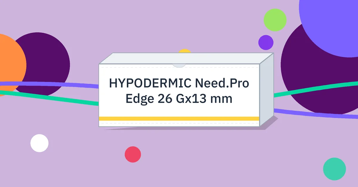 Symbolbild: Packung mit der Aufschrift HYPODERMIC Need.Pro Edge 26 Gx13 mm (PZN 06403012) – Verfügbarkeit und Bezug in Apotheken in Frankfurt am Main