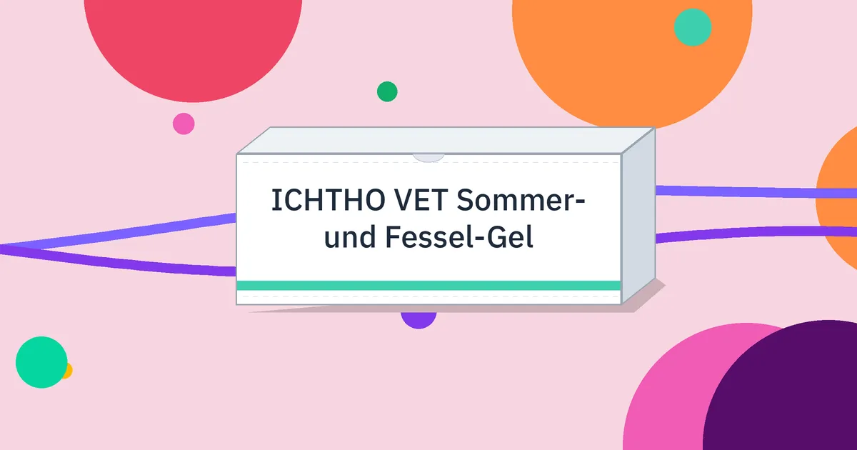 Symbolbild: Packung mit der Aufschrift ICHTHO VET Sommer- und Fessel-Gel (PZN 11870158) – Verfügbarkeit und Bezug in Apotheken in Frankfurt am Main