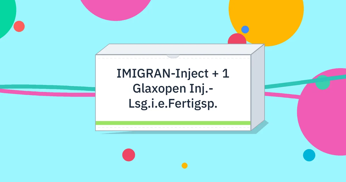 Symbolbild: Packung mit der Aufschrift IMIGRAN-Inject + 1 Glaxopen Inj.-Lsg.i.e.Fertigsp. (PZN 09529400) – Verfügbarkeit und Bezug in Apotheken in Frankfurt am Main