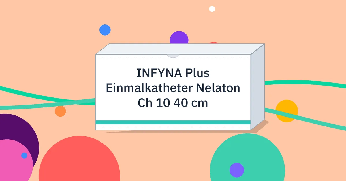 Symbolbild: Packung mit der Aufschrift INFYNA Plus Einmalkatheter Nelaton Ch 10 40 cm (PZN 13751009) – Verfügbarkeit und Bezug in Apotheken in Frankfurt am Main