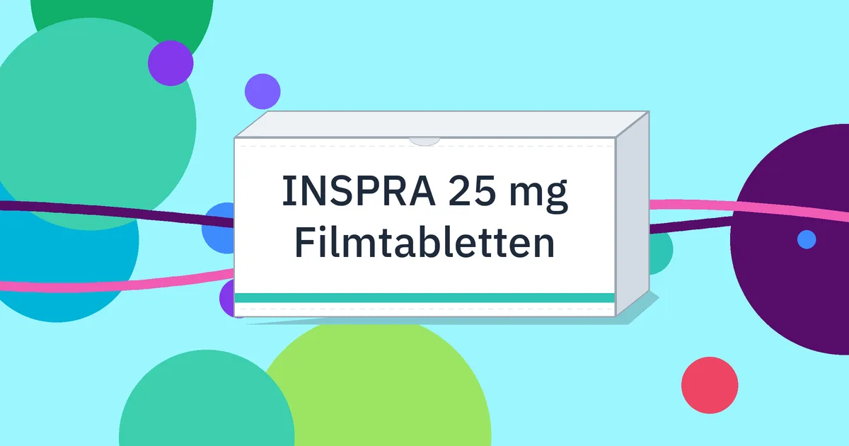 Symbolbild: Packung mit der Aufschrift INSPRA 25 mg Filmtabletten (PZN 11519722) – Verfügbarkeit und Bezug in Apotheken in Frankfurt am Main