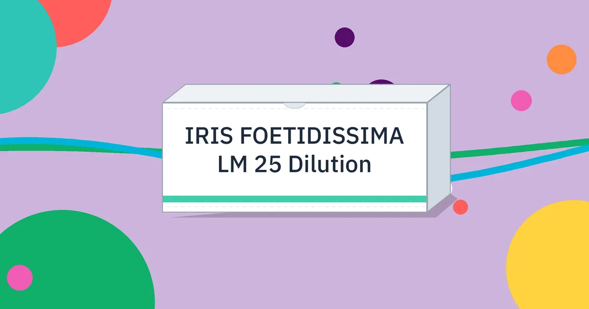 Symbolbild: Packung mit der Aufschrift IRIS FOETIDISSIMA LM 25 Dilution (PZN 12914047) – Verfügbarkeit und Bezug in Apotheken in Frankfurt am Main