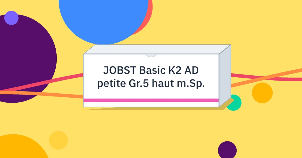 Symbolbild: Packung mit der Aufschrift JOBST Basic K2 AD petite Gr.5 haut m.Sp. (PZN 13060038) – Verfügbarkeit und Bezug in Apotheken in Frankfurt am Main