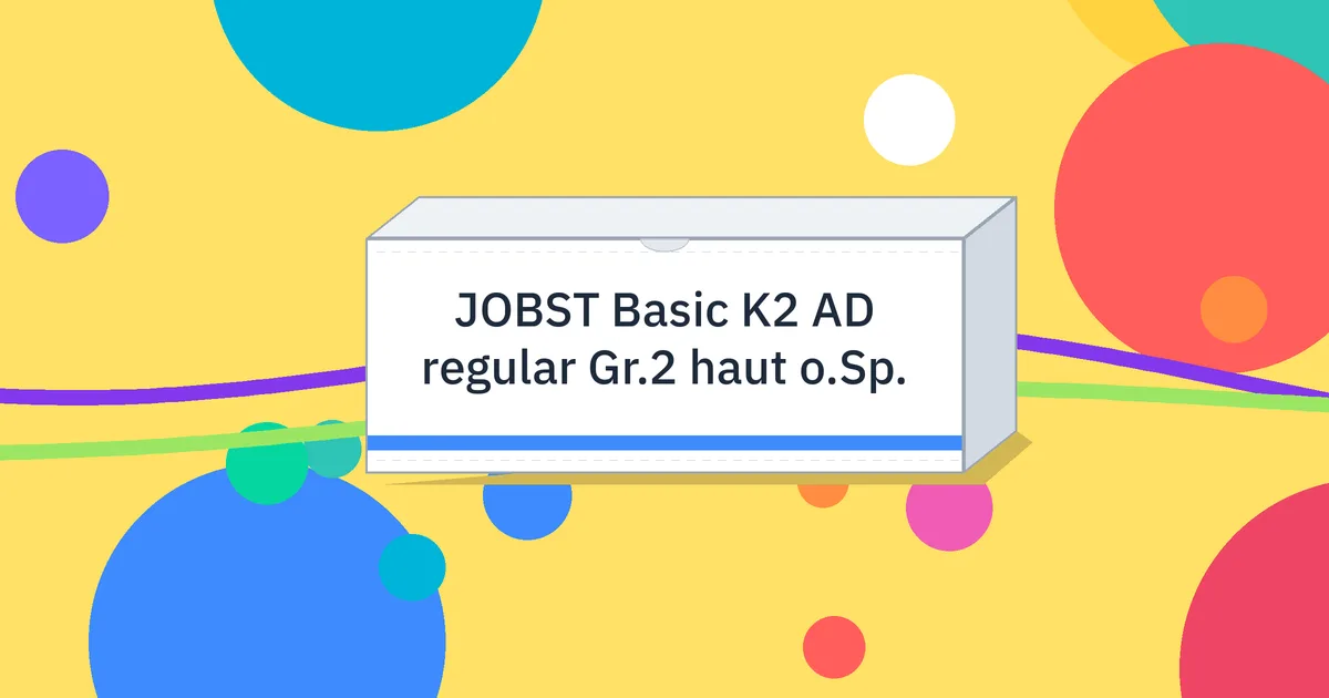Symbolbild: Packung mit der Aufschrift JOBST Basic K2 AD regular Gr.2 haut o.Sp. (PZN 11249286) – Verfügbarkeit und Bezug in Apotheken in Frankfurt am Main