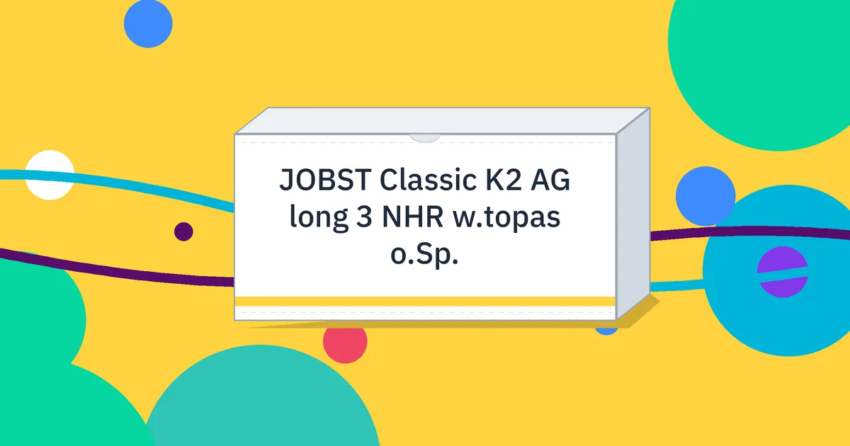 Symbolbild: Packung mit der Aufschrift JOBST Classic K2 AG long 3 NHR w.topas o.Sp. (PZN 13062818) – Verfügbarkeit und Bezug in Apotheken in Frankfurt am Main