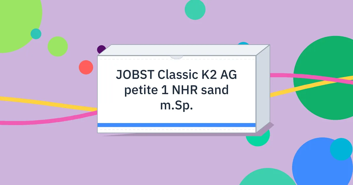 Symbolbild: Packung mit der Aufschrift JOBST Classic K2 AG petite 1 NHR sand m.Sp. (PZN 11273818) – Verfügbarkeit und Bezug in Apotheken in Frankfurt am Main