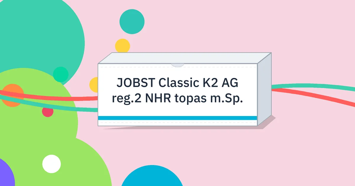 Symbolbild: Packung mit der Aufschrift JOBST Classic K2 AG reg.2 NHR topas m.Sp. (PZN 13063628) – Verfügbarkeit und Bezug in Apotheken in Frankfurt am Main