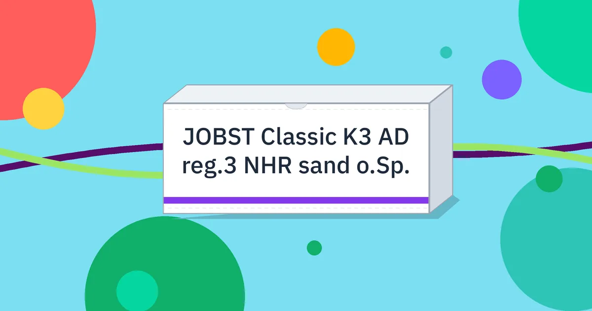 Symbolbild: Packung mit der Aufschrift JOBST Classic K3 AD reg.3 NHR sand o.Sp. (PZN 13071208) – Verfügbarkeit und Bezug in Apotheken in Frankfurt am Main