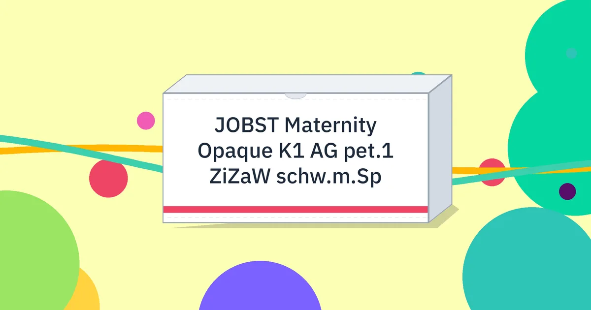 Symbolbild: Packung mit der Aufschrift JOBST Maternity Opaque K1 AG pet.1 ZiZaW schw.m.Sp (PZN 15852720) – Verfügbarkeit und Bezug in Apotheken in Frankfurt am Main