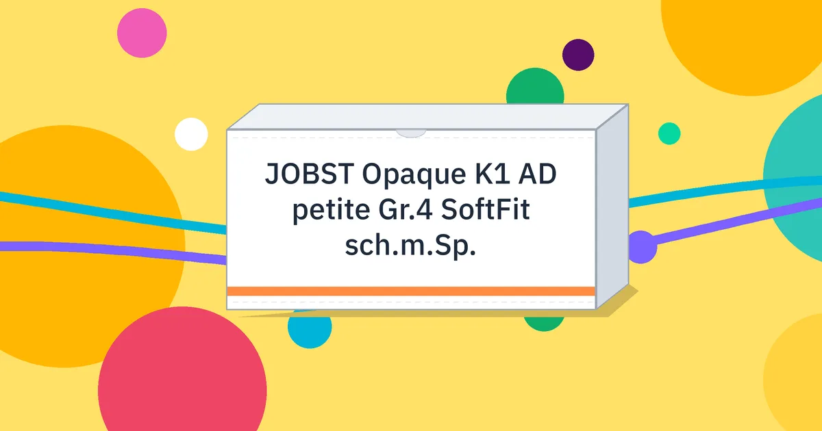 Symbolbild: Packung mit der Aufschrift JOBST Opaque K1 AD petite Gr.4 SoftFit sch.m.Sp. (PZN 13079664) – Verfügbarkeit und Bezug in Apotheken in Frankfurt am Main