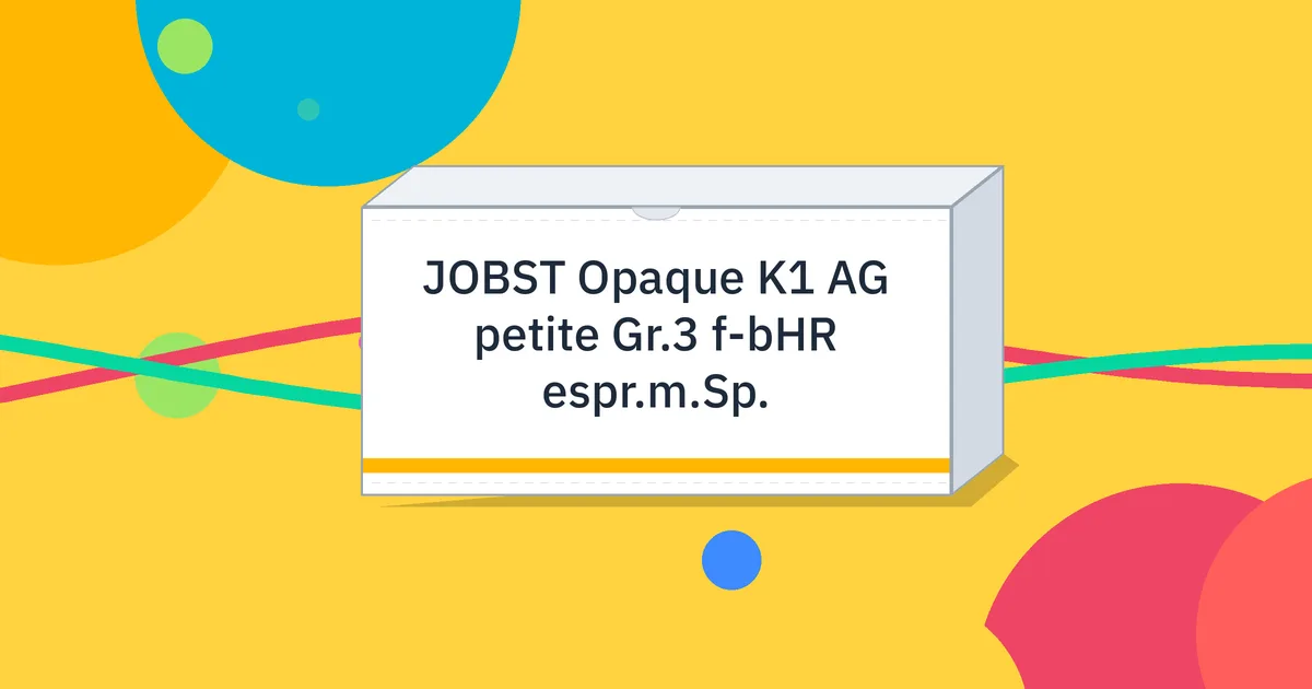 Symbolbild: Packung mit der Aufschrift JOBST Opaque K1 AG petite Gr.3 f-bHR espr.m.Sp. (PZN 16270500) – Verfügbarkeit und Bezug in Apotheken in Frankfurt am Main