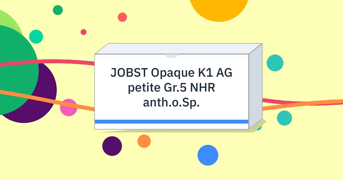 Symbolbild: Packung mit der Aufschrift JOBST Opaque K1 AG petite Gr.5 NHR anth.o.Sp. (PZN 16271445) – Verfügbarkeit und Bezug in Apotheken in Frankfurt am Main