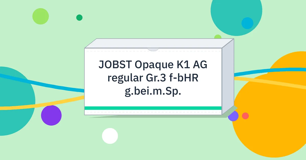 Symbolbild: Packung mit der Aufschrift JOBST Opaque K1 AG regular Gr.3 f-bHR g.bei.m.Sp. (PZN 16265232) – Verfügbarkeit und Bezug in Apotheken in Frankfurt am Main