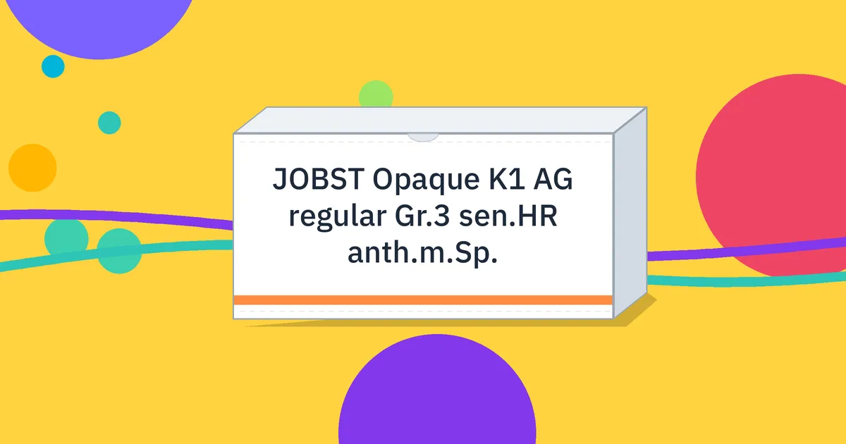 Symbolbild: Packung mit der Aufschrift JOBST Opaque K1 AG regular Gr.3 sen.HR anth.m.Sp. (PZN 16264936) – Verfügbarkeit und Bezug in Apotheken in Frankfurt am Main