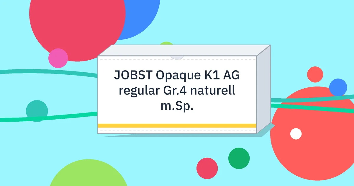 Symbolbild: Packung mit der Aufschrift JOBST Opaque K1 AG regular Gr.4 naturell m.Sp. (PZN 13092305) – Verfügbarkeit und Bezug in Apotheken in Frankfurt am Main