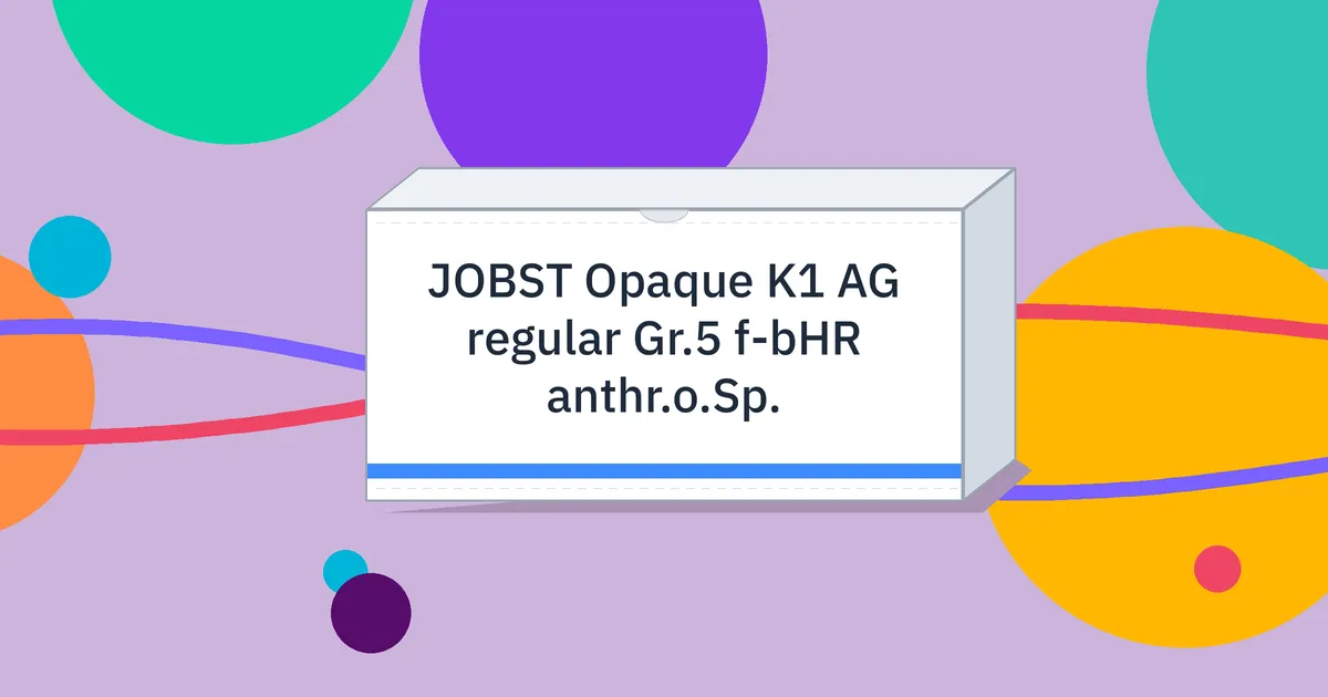Symbolbild: Packung mit der Aufschrift JOBST Opaque K1 AG regular Gr.5 f-bHR anthr.o.Sp. (PZN 16267811) – Verfügbarkeit und Bezug in Apotheken in Frankfurt am Main