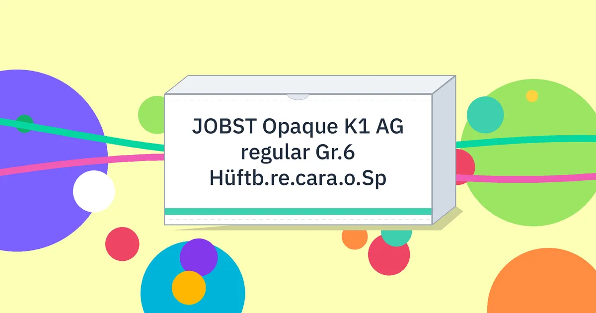 Symbolbild: Packung mit der Aufschrift JOBST Opaque K1 AG regular Gr.6 Hüftb.re.cara.o.Sp (PZN 13101524) – Verfügbarkeit und Bezug in Apotheken in Frankfurt am Main