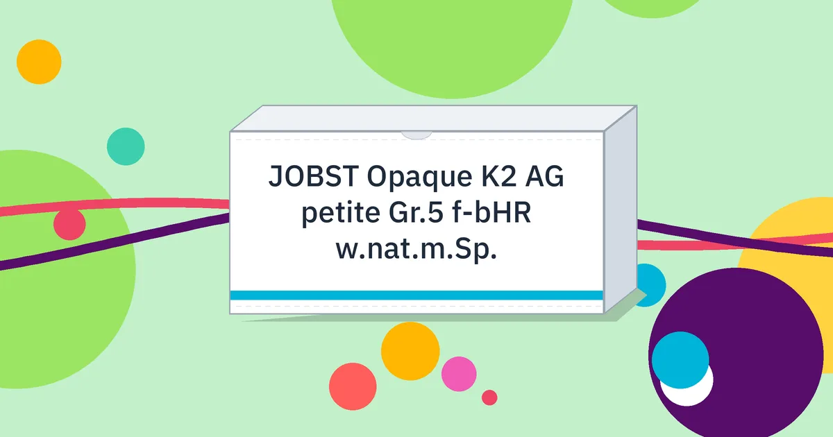 Symbolbild: Packung mit der Aufschrift JOBST Opaque K2 AG petite Gr.5 f-bHR w.nat.m.Sp. (PZN 11255720) – Verfügbarkeit und Bezug in Apotheken in Frankfurt am Main