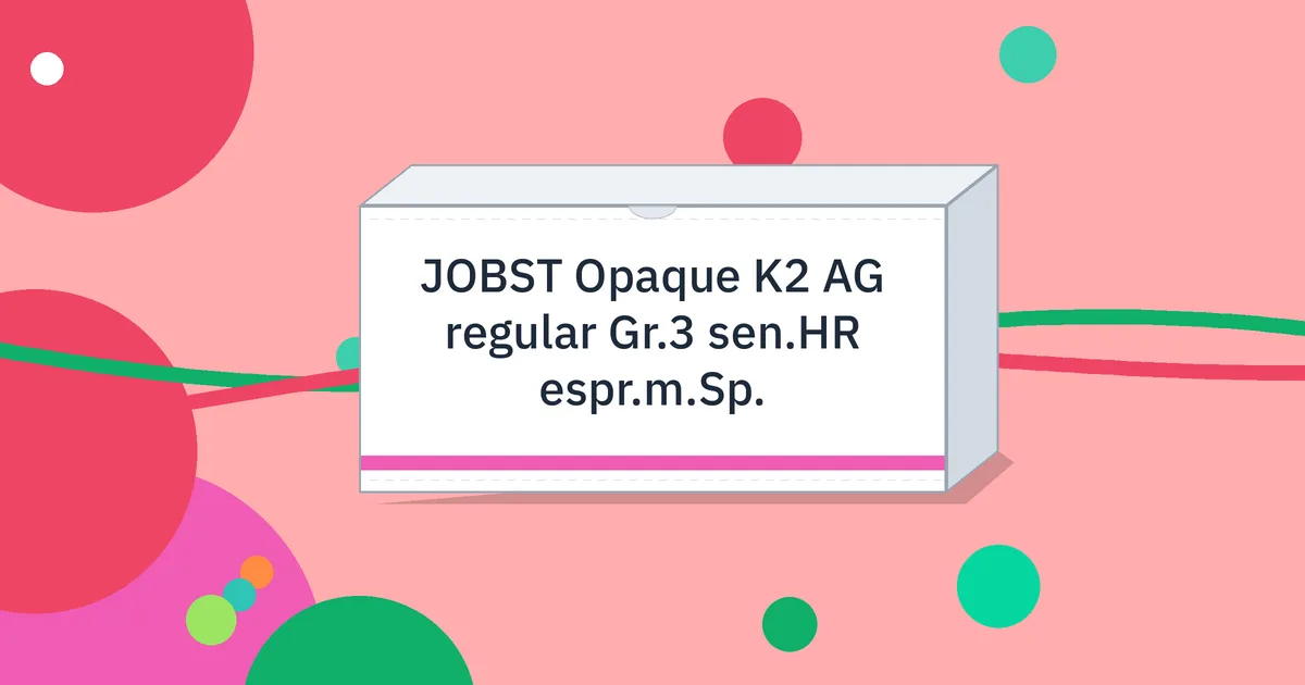 Symbolbild: Packung mit der Aufschrift JOBST Opaque K2 AG regular Gr.3 sen.HR espr.m.Sp. (PZN 16282420) – Verfügbarkeit und Bezug in Apotheken in Frankfurt am Main