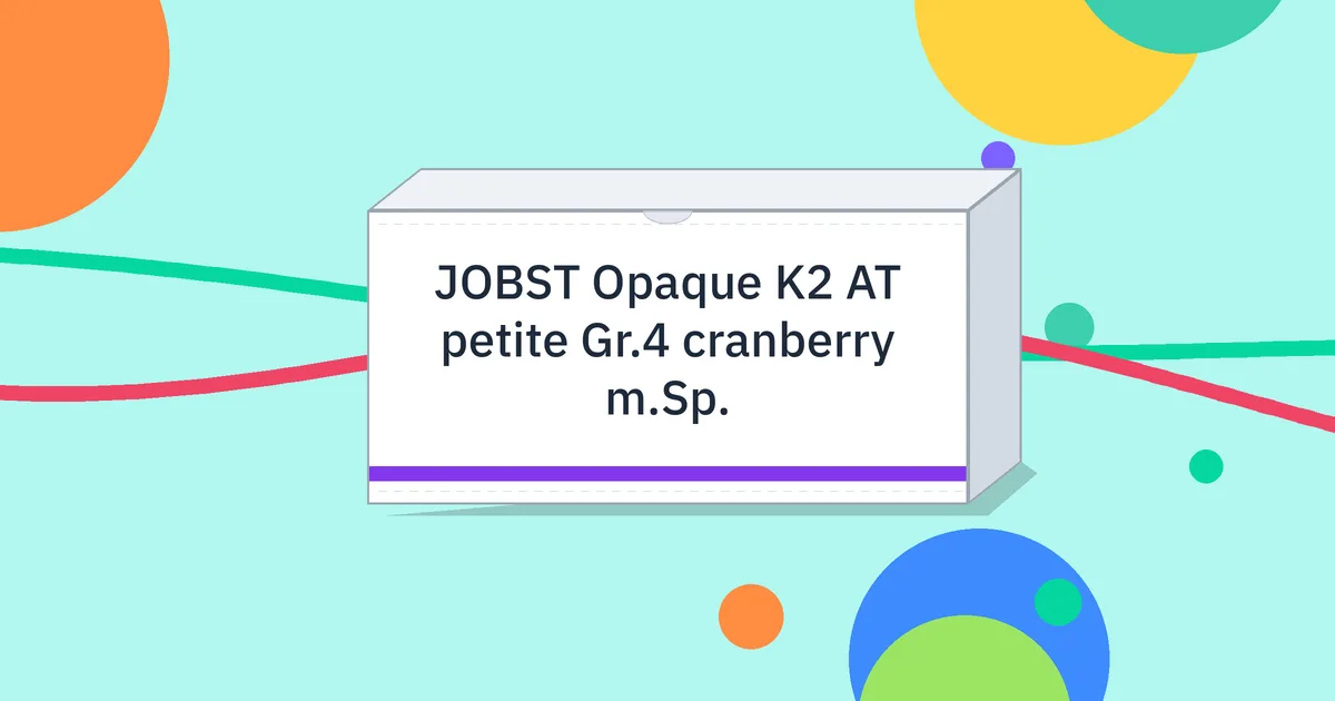 Symbolbild: Packung mit der Aufschrift JOBST Opaque K2 AT petite Gr.4 cranberry m.Sp. (PZN 13119464) – Verfügbarkeit und Bezug in Apotheken in Frankfurt am Main