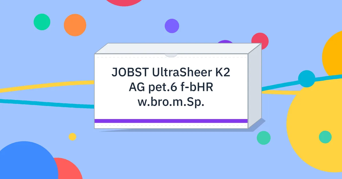 Symbolbild: Packung mit der Aufschrift JOBST UltraSheer K2 AG pet.6 f-bHR w.bro.m.Sp. (PZN 13141216) – Verfügbarkeit und Bezug in Apotheken in Frankfurt am Main