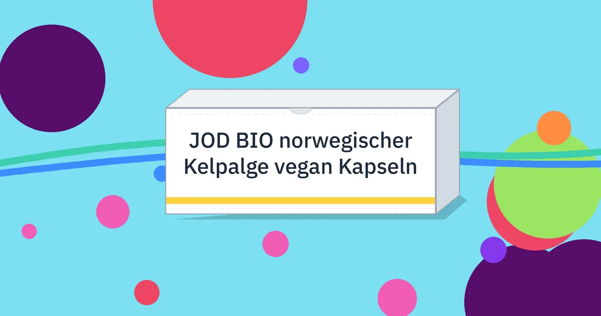 Symbolbild: Packung mit der Aufschrift JOD BIO norwegischer Kelpalge vegan Kapseln (PZN 16239051) – Verfügbarkeit und Bezug in Apotheken in Frankfurt am Main