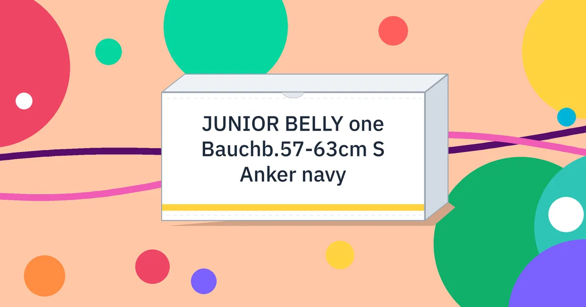 Symbolbild: Packung mit der Aufschrift JUNIOR BELLY one Bauchb.57-63cm S Anker navy (PZN 13247699) – Verfügbarkeit und Bezug in Apotheken in Frankfurt am Main
