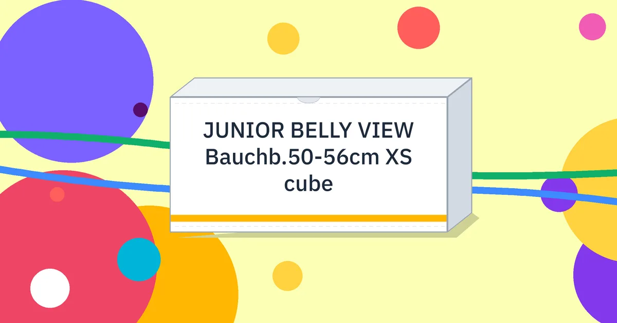 Symbolbild: Packung mit der Aufschrift JUNIOR BELLY VIEW Bauchb.50-56cm XS cube (PZN 16537618) – Verfügbarkeit und Bezug in Apotheken in Frankfurt am Main