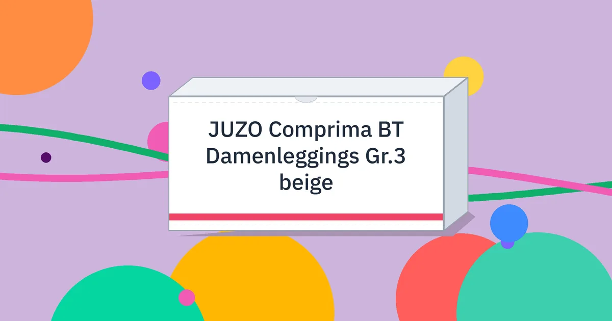 Symbolbild: Packung mit der Aufschrift JUZO Comprima BT Damenleggings Gr.3 beige (PZN 20781695) – Verfügbarkeit und Bezug in Apotheken in Frankfurt am Main