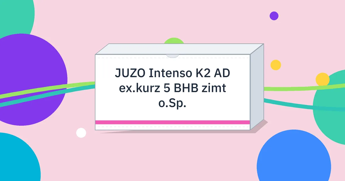 Symbolbild: Packung mit der Aufschrift JUZO Intenso K2 AD ex.kurz 5 BHB zimt o.Sp. (PZN 18625574) – Verfügbarkeit und Bezug in Apotheken in Frankfurt am Main