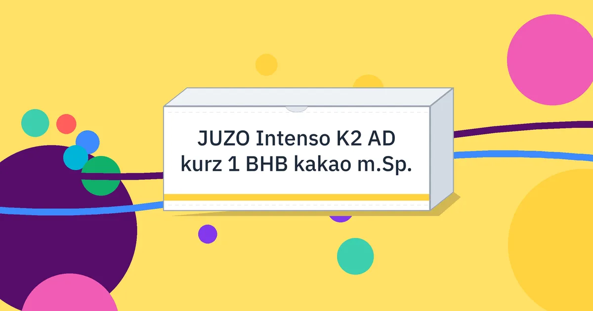 Symbolbild: Packung mit der Aufschrift JUZO Intenso K2 AD kurz 1 BHB kakao m.Sp. (PZN 18614754) – Verfügbarkeit und Bezug in Apotheken in Frankfurt am Main