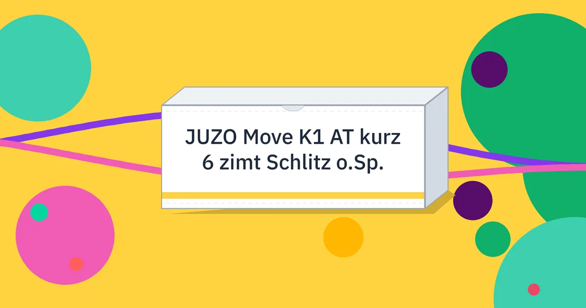 Symbolbild: Packung mit der Aufschrift JUZO Move K1 AT kurz 6 zimt Schlitz o.Sp. (PZN 20667120) – Verfügbarkeit und Bezug in Apotheken in Frankfurt am Main