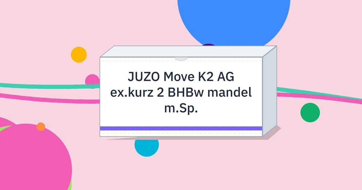 Symbolbild: Packung mit der Aufschrift JUZO Move K2 AG ex.kurz 2 BHBw mandel m.Sp. (PZN 16645762) – Verfügbarkeit und Bezug in Apotheken in Frankfurt am Main