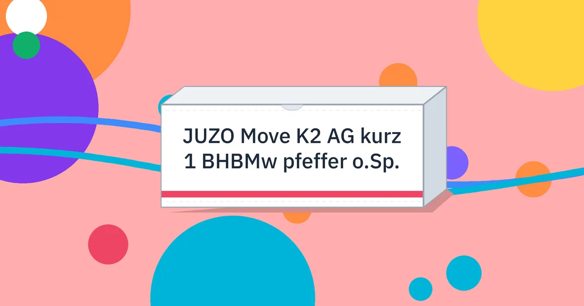 Symbolbild: Packung mit der Aufschrift JUZO Move K2 AG kurz 1 BHBMw pfeffer o.Sp. (PZN 16649441) – Verfügbarkeit und Bezug in Apotheken in Frankfurt am Main