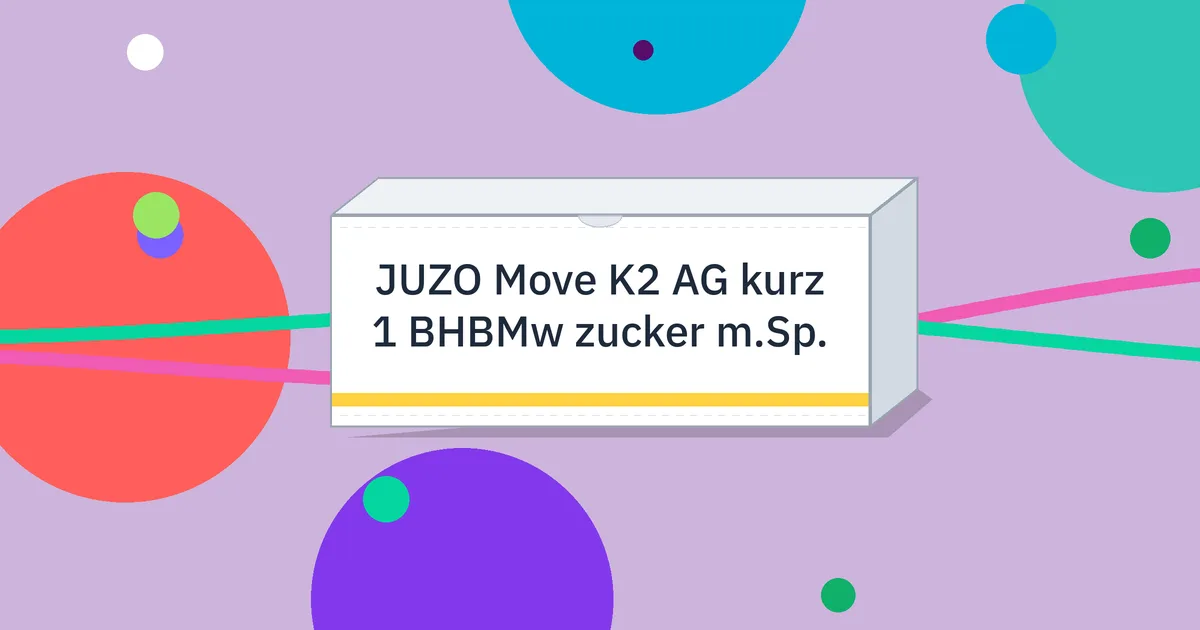 Symbolbild: Packung mit der Aufschrift JUZO Move K2 AG kurz 1 BHBMw zucker m.Sp. (PZN 18528724) – Verfügbarkeit und Bezug in Apotheken in Frankfurt am Main