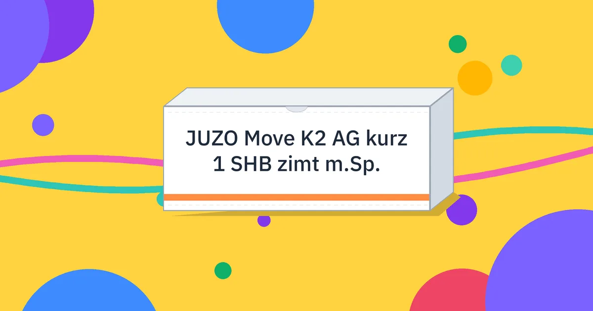 Symbolbild: Packung mit der Aufschrift JUZO Move K2 AG kurz 1 SHB zimt m.Sp. (PZN 18527883) – Verfügbarkeit und Bezug in Apotheken in Frankfurt am Main