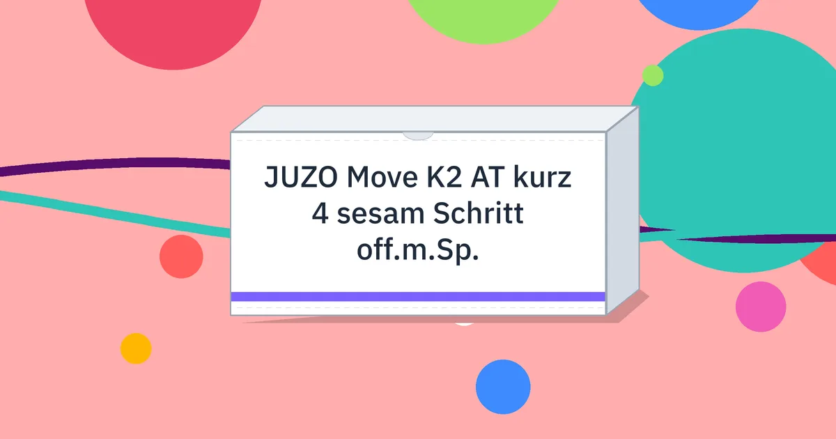 Symbolbild: Packung mit der Aufschrift JUZO Move K2 AT kurz 4 sesam Schritt off.m.Sp. (PZN 20674344) – Verfügbarkeit und Bezug in Apotheken in Frankfurt am Main