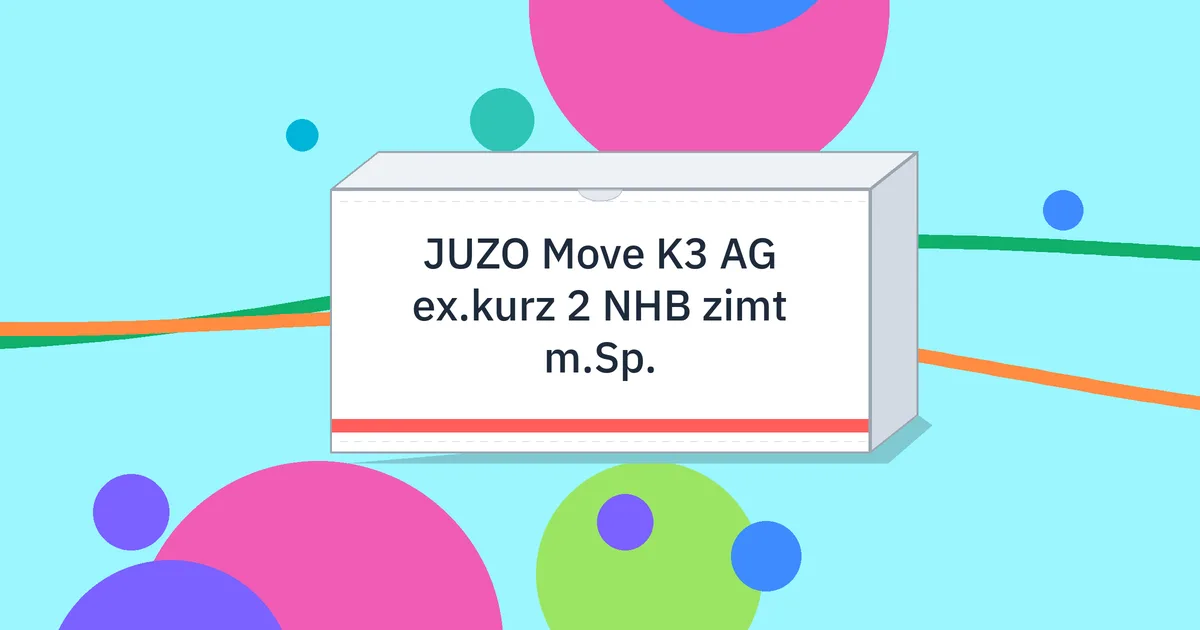 Symbolbild: Packung mit der Aufschrift JUZO Move K3 AG ex.kurz 2 NHB zimt m.Sp. (PZN 18583054) – Verfügbarkeit und Bezug in Apotheken in Frankfurt am Main