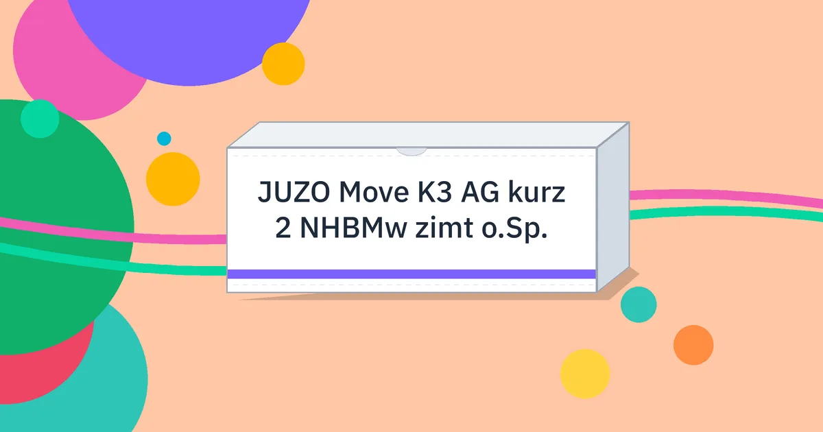 Symbolbild: Packung mit der Aufschrift JUZO Move K3 AG kurz 2 NHBMw zimt o.Sp. (PZN 18580883) – Verfügbarkeit und Bezug in Apotheken in Frankfurt am Main