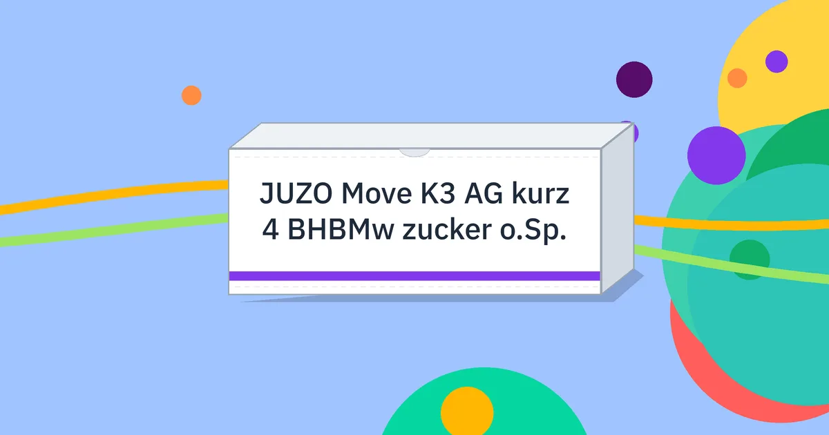 Symbolbild: Packung mit der Aufschrift JUZO Move K3 AG kurz 4 BHBMw zucker o.Sp. (PZN 18582132) – Verfügbarkeit und Bezug in Apotheken in Frankfurt am Main