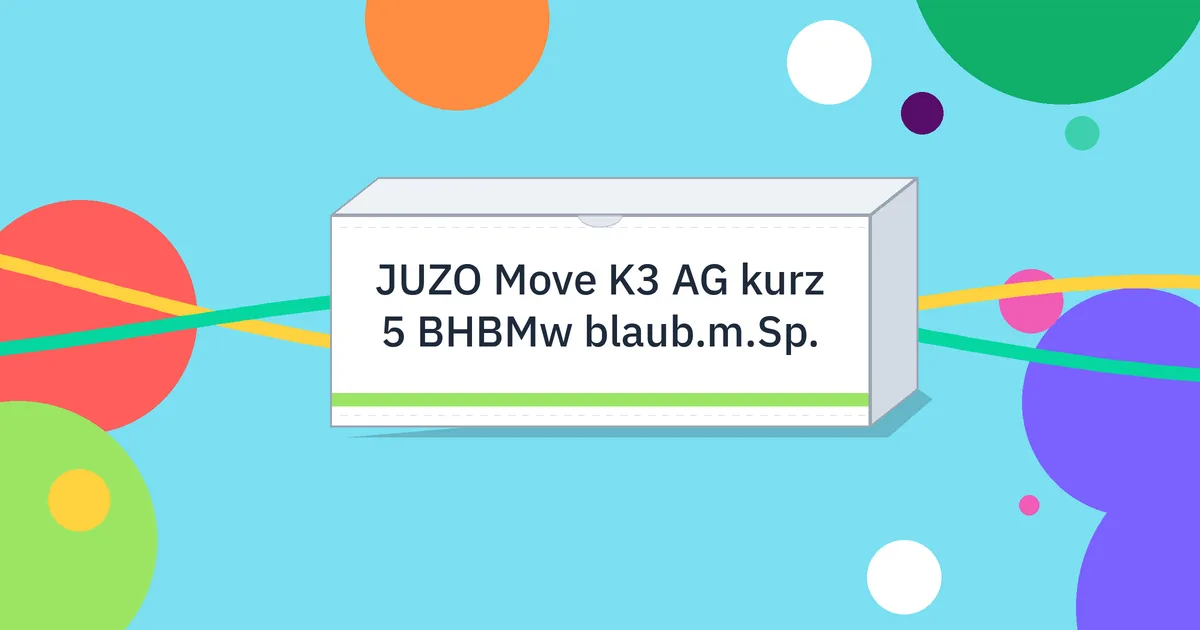 Symbolbild: Packung mit der Aufschrift JUZO Move K3 AG kurz 5 BHBMw blaub.m.Sp. (PZN 18592107) – Verfügbarkeit und Bezug in Apotheken in Frankfurt am Main