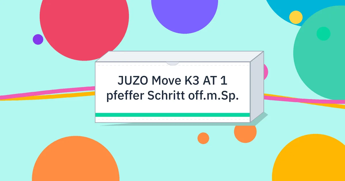 Symbolbild: Packung mit der Aufschrift JUZO Move K3 AT 1 pfeffer Schritt off.m.Sp. (PZN 20677271) – Verfügbarkeit und Bezug in Apotheken in Frankfurt am Main