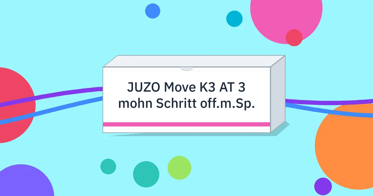 Symbolbild: Packung mit der Aufschrift JUZO Move K3 AT 3 mohn Schritt off.m.Sp. (PZN 20677644) – Verfügbarkeit und Bezug in Apotheken in Frankfurt am Main