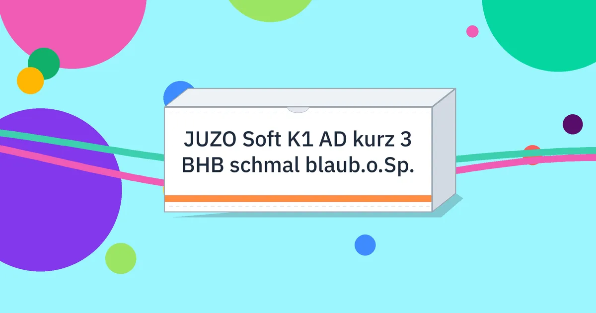 Symbolbild: Packung mit der Aufschrift JUZO Soft K1 AD kurz 3 BHB schmal blaub.o.Sp. (PZN 15463800) – Verfügbarkeit und Bezug in Apotheken in Frankfurt am Main