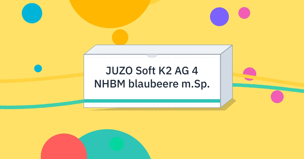 Symbolbild: Packung mit der Aufschrift JUZO Soft K2 AG 4 NHBM blaubeere m.Sp. (PZN 15018980) – Verfügbarkeit und Bezug in Apotheken in Frankfurt am Main
