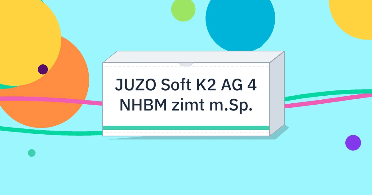 Symbolbild: Packung mit der Aufschrift JUZO Soft K2 AG 4 NHBM zimt m.Sp. (PZN 15018968) – Verfügbarkeit und Bezug in Apotheken in Frankfurt am Main