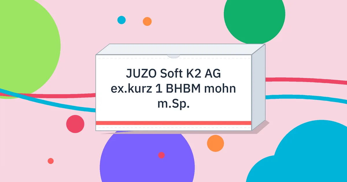 Symbolbild: Packung mit der Aufschrift JUZO Soft K2 AG ex.kurz 1 BHBM mohn m.Sp. (PZN 14860491) – Verfügbarkeit und Bezug in Apotheken in Frankfurt am Main